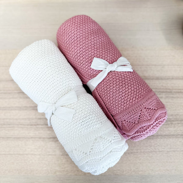 Riley Knitted Blanket | Milk – Little Dottie