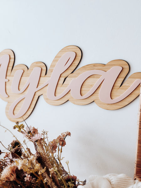 Custom Name Plaque | Bamboo & Acrylic – Little Dottie