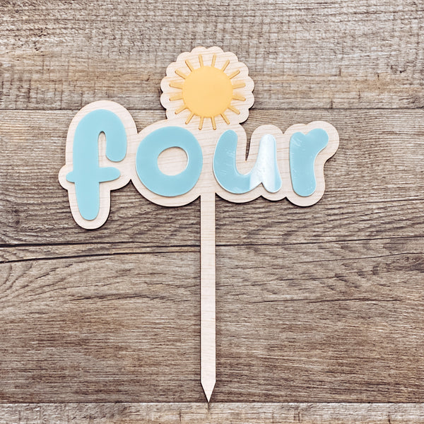 Wooden Cake Topper | Blue Sun – Little Dottie